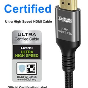 10k 8k 4k HDMI 2.1 Cable 1.5 FT, Certified 48Gbps 1ms Ultra High Speed HDMI Cable 4k 120Hz 144Hz 10k 8k 60Hz 12bit DTS:X Dolby Atmos HDR10+ ARC eARC Compatible for Gaming PC Soundbar RTX3080 PS5 Xbox