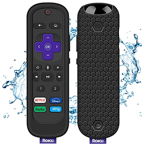 Case for Roku Voice Remote Pro, Cover Roku Ultra 2020/2019/2018 Remote Control Silicone Protective Controller Back Sleeve Holder Universal Replacement Skin New Battery Protector(Black)