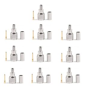 areyourshop 10pcs mini-uhf male crimps connector for rg-58/u cable motorola antenna