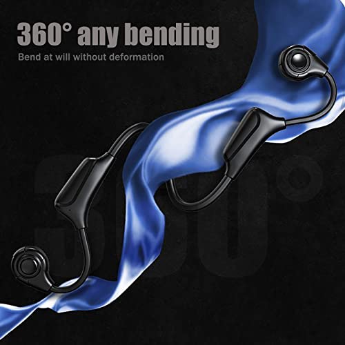 ESSONIO Bone Conduction Headphones Open Ear hradphones Bluetooth IPX7 Waterproof Headphones for Sport Open Ear with 32G Memory Running Headphones Black