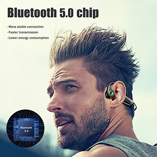 ESSONIO Bone Conduction Headphones Open Ear hradphones Bluetooth IPX7 Waterproof Headphones for Sport Open Ear with 32G Memory Running Headphones Black