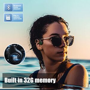 ESSONIO Bone Conduction Headphones Open Ear hradphones Bluetooth IPX7 Waterproof Headphones for Sport Open Ear with 32G Memory Running Headphones Black