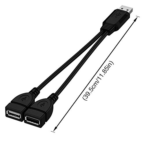 USB Splitter,USB Charger Cable,USB 2.0 A Male to 2 Dual USB Female Jack Y Splitter Hub Power Cord Extension Adapter Cable， for Laptop/Car/Data Transmission/Charging Etc.(2 Pack)