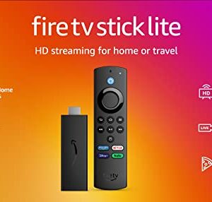 Fire TV Stick Lite, free and live TV, Alexa Voice Remote Lite, smart home controls, HD streaming