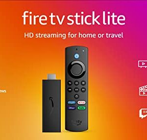 Fire TV Stick Lite, free and live TV, Alexa Voice Remote Lite, smart home controls, HD streaming