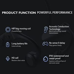 pstuiky True Bone-Conduction Concept Bluetooth 5.0 Headset Does Not Enter The Ear, Wireless Sports Running Music, and Ipx5 Waterproof Headphone