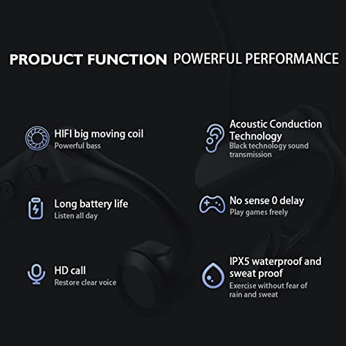 pstuiky True Bone-Conduction Concept Bluetooth 5.0 Headset Does Not Enter The Ear, Wireless Sports Running Music, and Ipx5 Waterproof Headphone