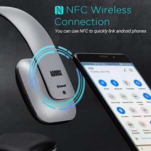 August EP636 Bluetooth Headphones - Wireless On-Ear Headphones with NFC/Headset Microphone - Silver