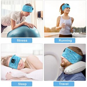 SKYEOL Sleep Headphones, wireless Headband with Zip Pocket Wireless Music Sport Headbands with Ultra-Thin HD Stereo Speakers for Side Sleepers, Meditation,Relaxation and Sport(Blue)