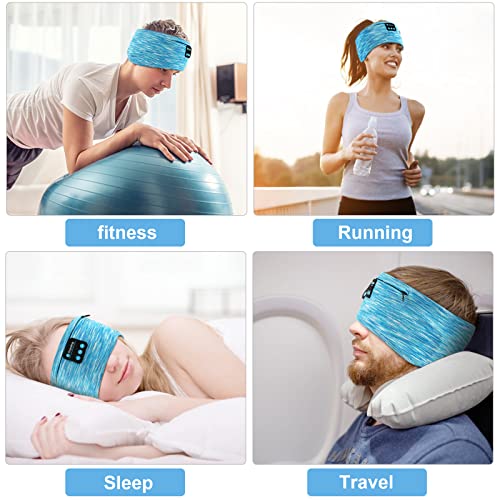 SKYEOL Sleep Headphones, wireless Headband with Zip Pocket Wireless Music Sport Headbands with Ultra-Thin HD Stereo Speakers for Side Sleepers, Meditation,Relaxation and Sport(Blue)