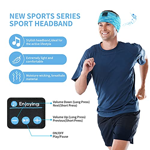 SKYEOL Sleep Headphones, wireless Headband with Zip Pocket Wireless Music Sport Headbands with Ultra-Thin HD Stereo Speakers for Side Sleepers, Meditation,Relaxation and Sport(Blue)