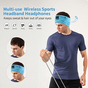 SKYEOL Sleep Headphones, wireless Headband with Zip Pocket Wireless Music Sport Headbands with Ultra-Thin HD Stereo Speakers for Side Sleepers, Meditation,Relaxation and Sport(Blue)