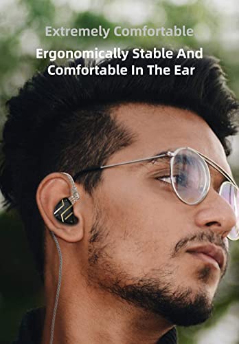 CCA C10 Pro in Ear Monitor,HiFi 1DD 4BA Hybrid Five Drivers in-Ear Earphone,Aluminum Alloy Shell+Resin Cavity Wired Earbuds with 0.75mm CPin Gold Plated Detachable Cable (No Mic, C10pro Black)