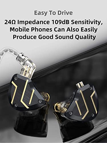 CCA C10 Pro in Ear Monitor,HiFi 1DD 4BA Hybrid Five Drivers in-Ear Earphone,Aluminum Alloy Shell+Resin Cavity Wired Earbuds with 0.75mm CPin Gold Plated Detachable Cable (No Mic, C10pro Black)