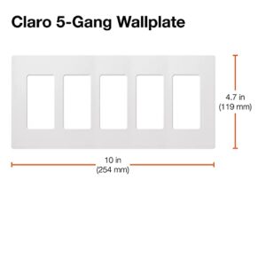 Lutron Claro 5 Gang Decorator/Rocker Wallplate, Gloss, White (1-Pack) | CW-5-WH