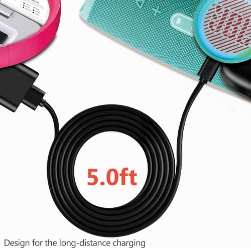 Fast Wall Charger 5FT USB C Charging Cable Cord for JBL Flip 6 Flip 5 JBL Charge 4, 5, Clip 4, GO 3, JBL Xtreme 3, JBL Pulse 4 JRPOP Endurance Peak II Wireless Bluetooth Speakers JBL headphones orange