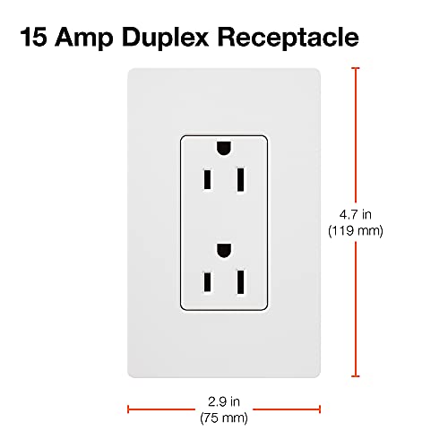 Lutron Claro 15 Amp Duplex Outlet, SCR-15-SW, Snow