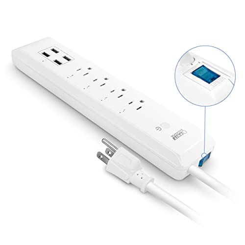 Feit Electric Smart Power Strip, Smart Plugs Work with Alexa and Google Home, No hub Required, 4 Sockets, 4 USB Ports, Remote Control from Anywhere, 15 Amp, Indoor Smart Powerstrip, POWERSTRIP/WiFi