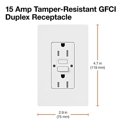 Lutron, White CAR-15-GFST-WH Claro 15-Amp Self-Testing Receptacle