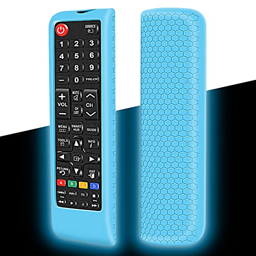 Remote Protective Case Covers,Shockproof Silicone Remote Bumper Back Cover,Remote Holder Skin Sleeve Accessories,fit Samsung BN59-01315A BN59-01199F AA59-00666A BN59-01301A Remote Control-Glowblue