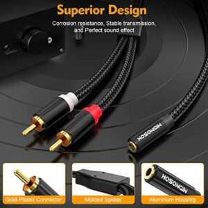 HOSONGIN 3.5mm (1/8 inch) to RCA Adapter Stereo Audio Cable 2 Pack - Short 3.5mm TRS Female Jack to 2 RCA Male Plug Audio Cable - 12 inch Length