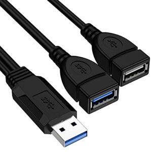 Eanetf USB 3.0 Female to Male Splitter Cable(2pack),USB 3.0 Female to Dual USB Male 1 to 2 Sync Data Charging Converter Y Extension Cable Cord for PC/Car/Laptop/U Disk/Network Card/Hard Disk etc.