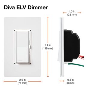 Lutron DVELV-300P-WH 300-Watt Diva Electronic Low Voltage Single Pole Dimmer, White