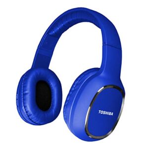 toshiba over the ear bluetooth headphones | wireless headphones | bluetooth headset with microphone | long battery life w/ 10 hours of talk time & music playback | 30ft operating range | rze-bt160h(l)