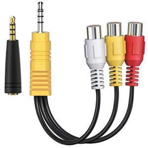 3.5mm male to 3 rca female video av component adapter cable for tcl tv, ancable av in adapter 6-inch 3.5mm plug to triple rca jack audio/video splitter adapter