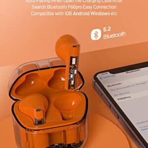 Wireless Earbuds, Bluetooth 5.2 Earbuds 30H Playtime Bluetooth Headphones with Charging Case True Wireless Earbuds with Microphone, Bluetooth Headphones for Sport Working Running Fitness (Orange)