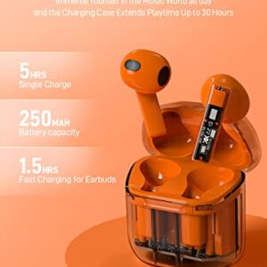 Wireless Earbuds, Bluetooth 5.2 Earbuds 30H Playtime Bluetooth Headphones with Charging Case True Wireless Earbuds with Microphone, Bluetooth Headphones for Sport Working Running Fitness (Orange)