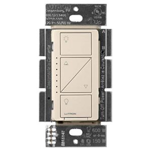 lutron caséta wireless smart lighting dimmer switch for wall and ceiling lights | pd-6wcl-la | light almond