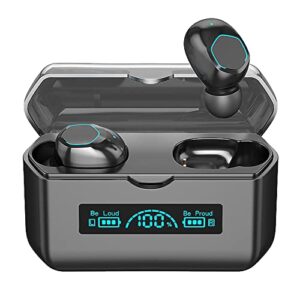 wireless earbuds, bluetooth headphones led display usb-c charging deep bass with micphones waterproof for sport work