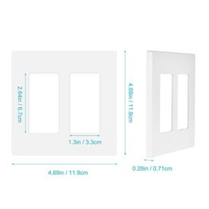 4 Pack Screwless Decorator Wall Plate for Electric Outlets, GFCI, Dimmers, Switches, 2-Gang Unbreakable Child Safe Cover Plate, White