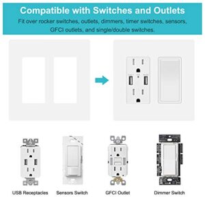 4 Pack Screwless Decorator Wall Plate for Electric Outlets, GFCI, Dimmers, Switches, 2-Gang Unbreakable Child Safe Cover Plate, White