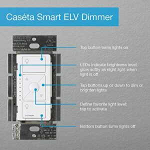 Lutron Caséta Smart Dimmer Switch for ELV+ Bulbs, 250W LED, PD-5NE-BL, Black