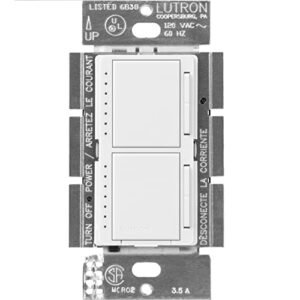 lutron maestro dual digital dimmer switch for incandescent bulbs, 300-watt/single-pole, ma-l3l3-wh, white