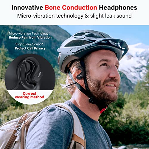 Sport Headphones Bone Conduction Headphones Wireless On-Ear Earbuds Built-in Noise-Canceling Mic,IPX7 Waterproof Bluetooth Headphones for Workout Running Cycling Yoga Hiking Driving Travel, Black