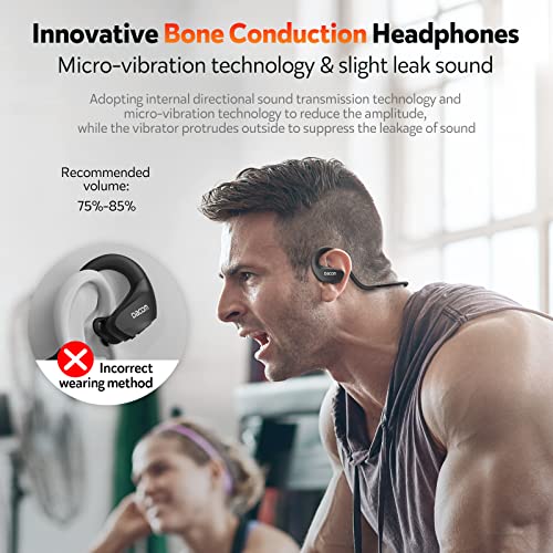 Sport Headphones Bone Conduction Headphones Wireless On-Ear Earbuds Built-in Noise-Canceling Mic,IPX7 Waterproof Bluetooth Headphones for Workout Running Cycling Yoga Hiking Driving Travel, Black