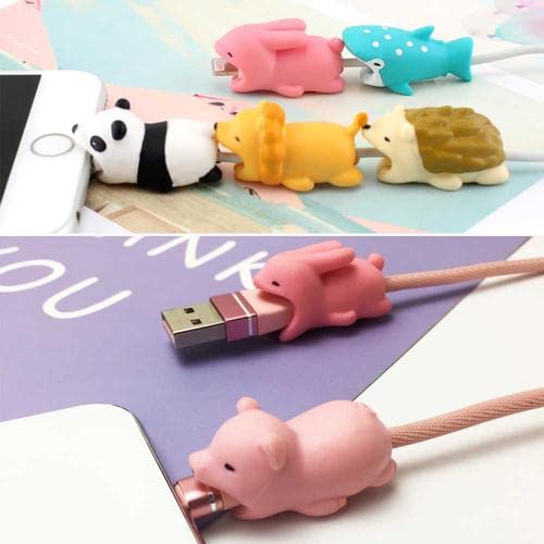 Borang Cable Protector Animal Bites 12 Pcs for iPhone, Samsung, Android Charger and Ipad USB Cord, Phone Accessory Protect Charger, Cute Animals Shark Tiger Rabbit Etc, Charging Savers Procedures