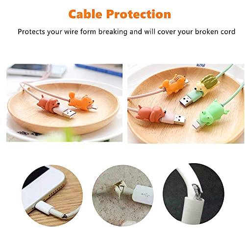 Borang Cable Protector Animal Bites 12 Pcs for iPhone, Samsung, Android Charger and Ipad USB Cord, Phone Accessory Protect Charger, Cute Animals Shark Tiger Rabbit Etc, Charging Savers Procedures