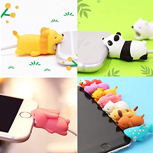 Borang Cable Protector Animal Bites 12 Pcs for iPhone, Samsung, Android Charger and Ipad USB Cord, Phone Accessory Protect Charger, Cute Animals Shark Tiger Rabbit Etc, Charging Savers Procedures