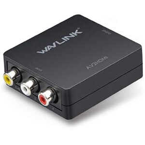 wavlink rca to hdmi converter, 1080p 3rca to hdmi cvbs av composite video audio adapter with usb charge cable support 1080p for pc laptop mini xbox ps4 ps3 tv stb vhs vcr camera dvd