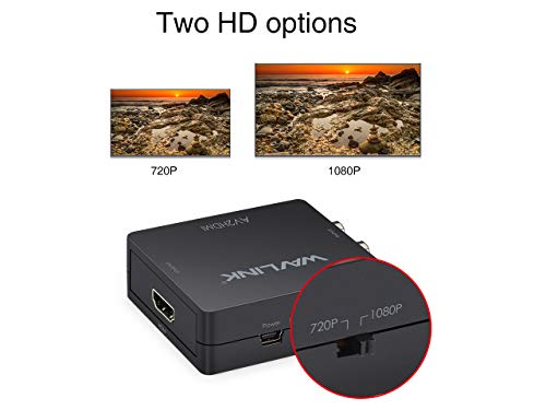 WAVLINK RCA to HDMI Converter, 1080p 3RCA to HDMI CVBS AV Composite Video Audio Adapter with USB Charge Cable Support 1080P for PC Laptop Mini Xbox PS4 PS3 TV STB VHS VCR Camera DVD