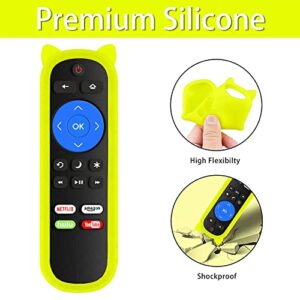 Remote Control for TCL, Hisense, Onn, Sanyo, Philips, Sharp, JVC, Hitachi, Element Roku TV Remote, for 24 32 40 42 43 45 50 55 58 65 70 75 80 85 Inch Roku Smart TV with Glow Yellow Remote Cover Case