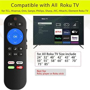 Remote Control for TCL, Hisense, Onn, Sanyo, Philips, Sharp, JVC, Hitachi, Element Roku TV Remote, for 24 32 40 42 43 45 50 55 58 65 70 75 80 85 Inch Roku Smart TV with Glow Yellow Remote Cover Case