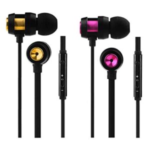 earbuds with microphone,2 pack ear buds headphones bass earphones with mic and volume control noise isolating (2 pack)