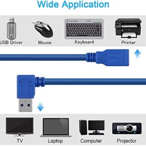 USB 3.0 Extension Cable 1FT 2 Pack 90 Degree Left & Right Angle USB Adapter Male to Female Short USB3 Cables Up & Down for Laptop TV USB Disk Mouse Hard Disk Camera