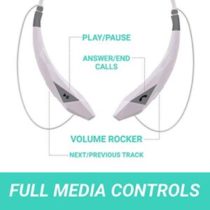 Aduro Amplify Pro SBN45 Wireless Stereo Around The Neck Earbud Headphone Headset (White/Gray)