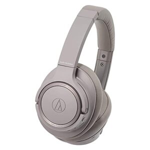 Audio-Technica ATH-SR50BT Bluetooth Wireless Over-Ear Headphones (Brown-Gray) with Knox Gear Stand and Protective Case Bundle (3 Items)